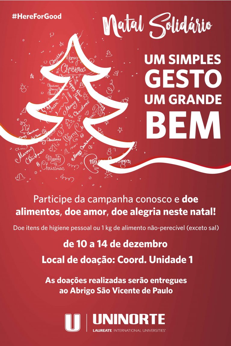 Doe itens de higiene e alimentos não perecíveis para a Campanha Natal Solidário